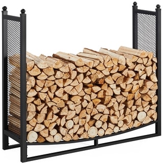 Yaheetech 4ft Heavy Duty Steel Firewood Log Rack Wood Storage Holder ...