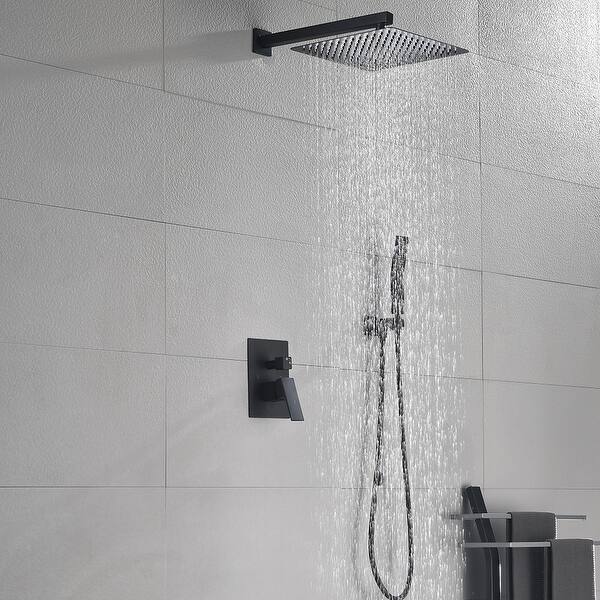 Matte Black Shower Set System Bathroom Luxury Rain Mixer Shower Combo ...