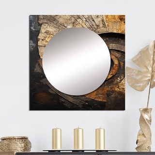 Designart "Gold Black Timeless Turn I" Abstract Spirals Wall Mirror ...