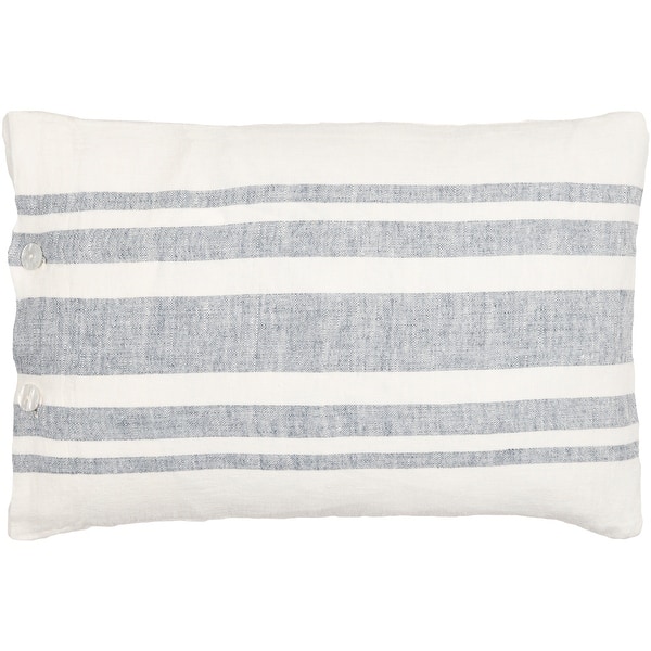 Sidrah Blue and Cream Linen Stripe Throw Pillow - Bed Bath & Beyond ...