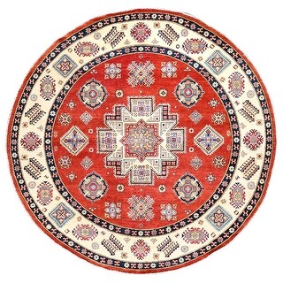Shahbanu Rugs Candy Red Hand Knotted Vegetable Dyes Special Kazak with ...