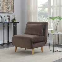 Upholstered Convertible Tri-Fold Chair with Pillow and Hideaway Legs ...