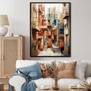 Designart "Cubism Art Multidimensional I" Cubism Framed Wall Art Living ...