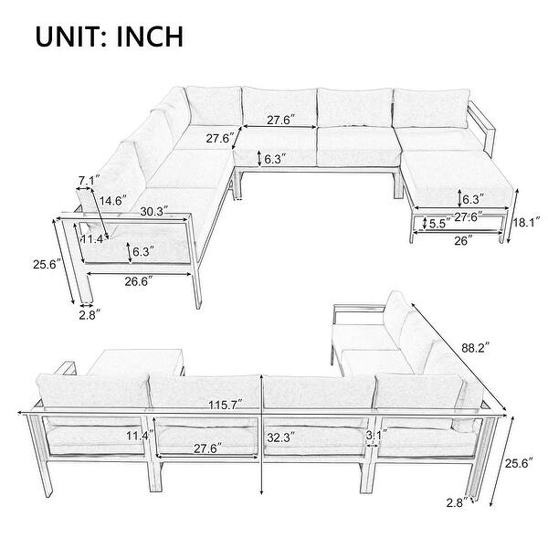 Multi-Person U-shaped Outdoor Sofa Set, Perfect for Gardens, Backyards ...