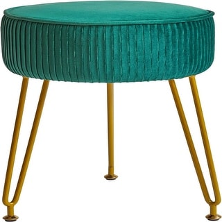 Velvet Round Ottoman Golden Steel Legs - Bed Bath & Beyond - 39688513