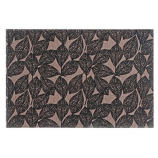 Poly-Linen Printed Placemat Leave Black - Set of 12 - Bed Bath & Beyond ...