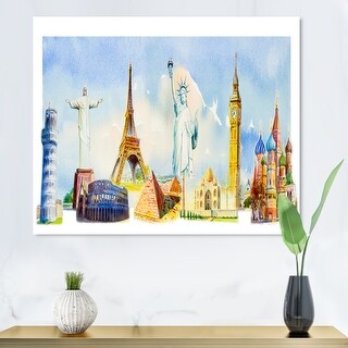 Designart "Famous Landmarks Of The World IV" Global Canvas Wall Art ...