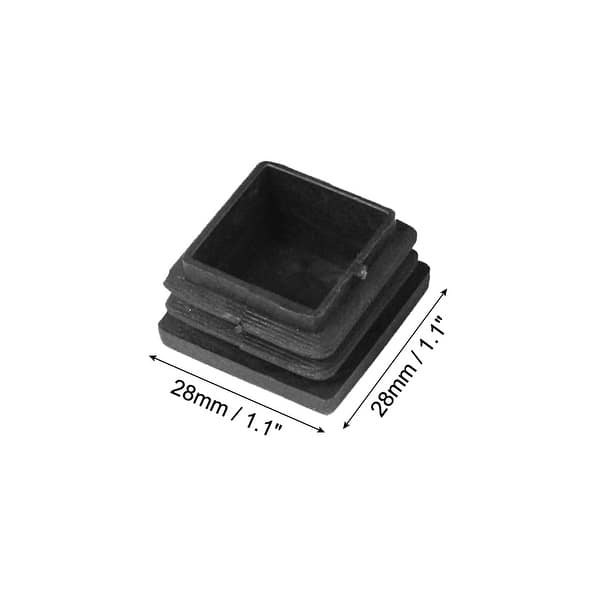 24 x Black End Caps 28mm x 28mm Square Ribbed Tubing Tube Pipe Insert ...