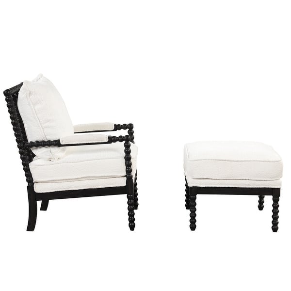 Spindle Chair Velvet Accent Chair with Ottoman, Armrests pad, Footrest ...