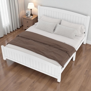 King Platform Bed Frame with Solid Wood Slats, Space-Saving Structure ...