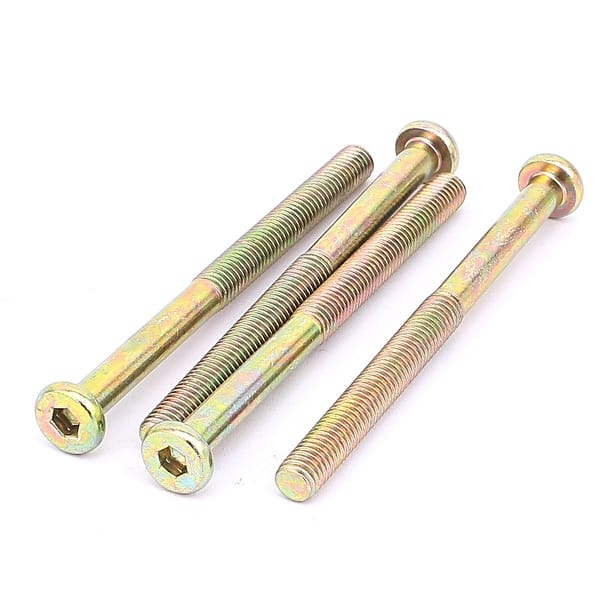 M8 x 100mm Male Threaded Hex Socket Head Cap Screw Bolt Bronze Tone 4 ...
