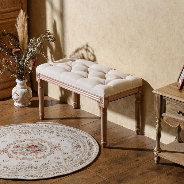 Linen Upholstered Tufted French Country Transitional Bench On Sale Bed Bath Beyond 41634227