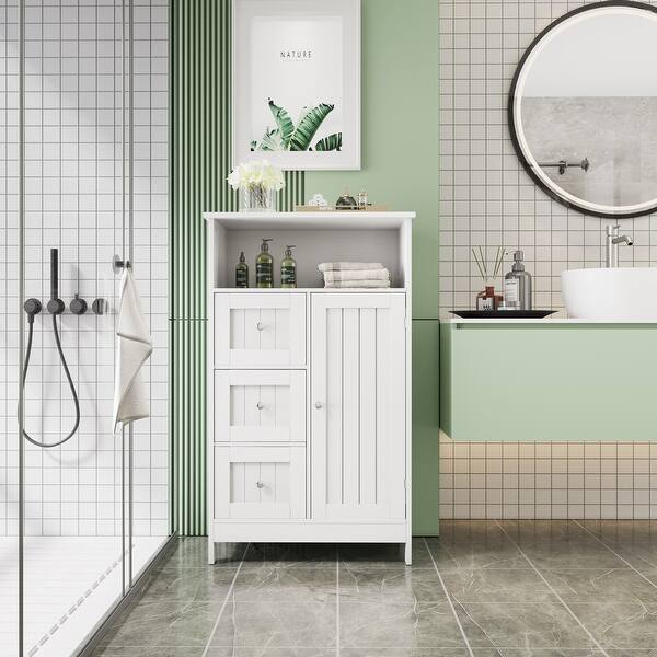 Bathroom standing storage cabinet with 3 drawers and 1 door - Bed Bath ...