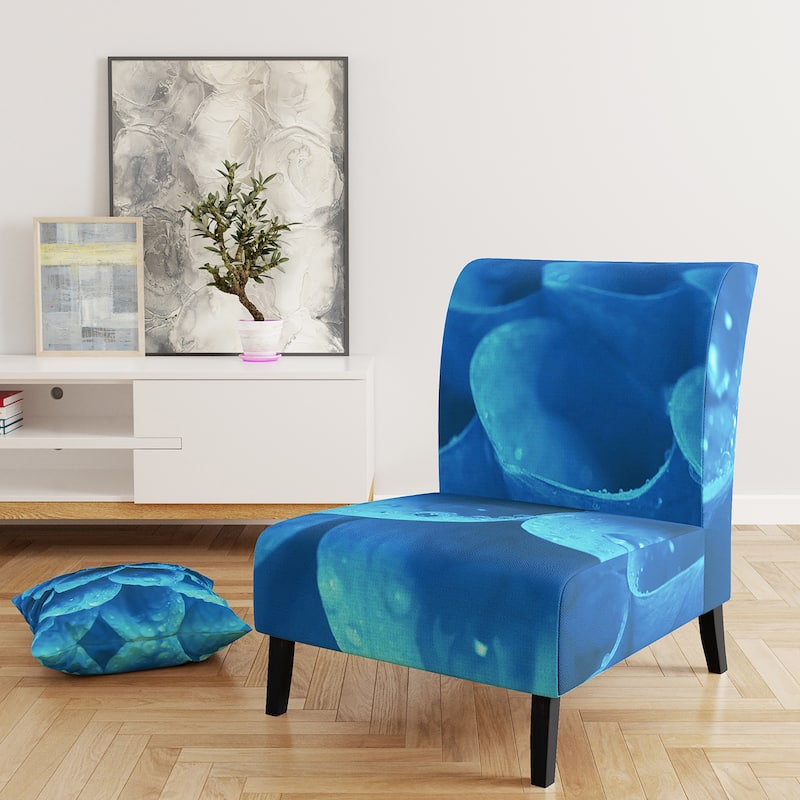 Designart "Large Light Blue Flower And Petals" Upholstered Floral ...