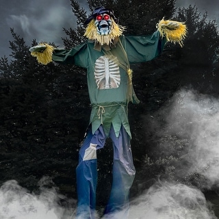 Haunted Hill Farm 15-ft. Animatronic Scarecrow with Lights and Sound ...
