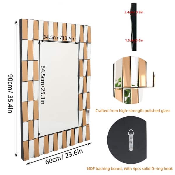 Extra Large Rectangle Beveled Edge Accent Glass Wall Mirror - On Sale ...