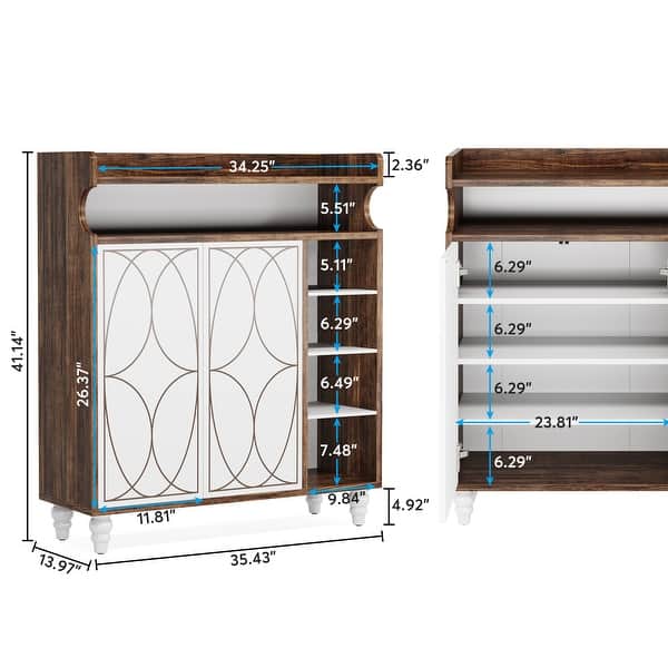 Shoe Cabinet with Door, Wood Shoe Rack Organizer for Bedroom, Entryway ...