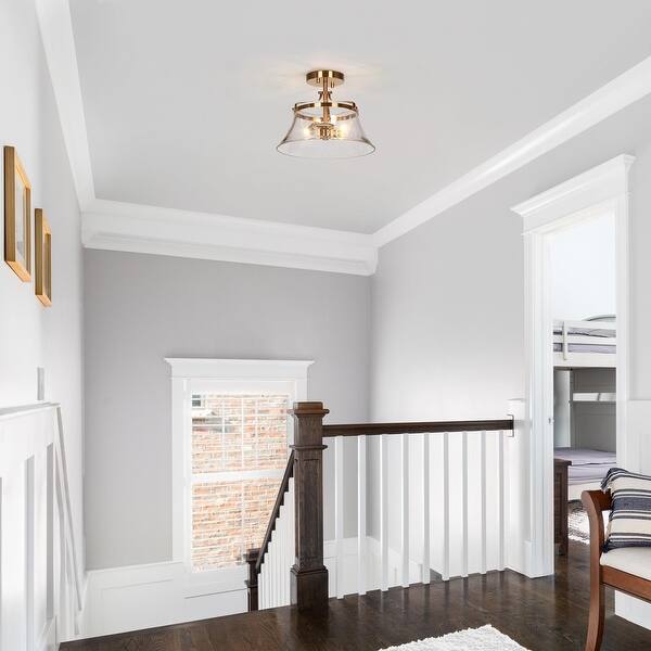 Haye Modern Gold 2-Light Semi-Flush Mount Glass Ceiling Lights - 11.8 ...