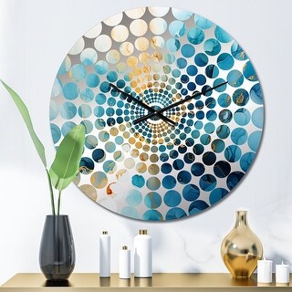 Designart "Blue And Gold Abstracted River Flow" Blue Lake River Clocks ...