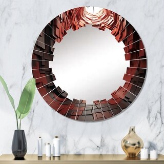 Designart "Abstract Square Red Wood Tunnel II" Tunnels Modern Wall ...