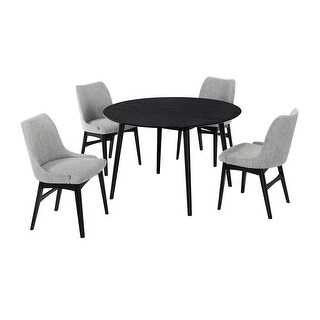 5 Piece Dining Set with Countered Side Chairs, Black and Gray - Bed ...