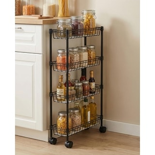 Slim Rolling Cart, Narrow Kitchen Storage Cart on Wheels - Bed Bath ...