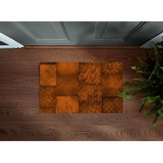 ECLECTIC BOHEMIAN PATCHWORK RUST with Rubberized non-slip Backing ...