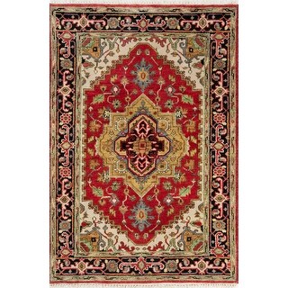 Momeni Heirlooms Traditional Hand Knotted Wool Red Area Rug - 3'11" X 5 ...
