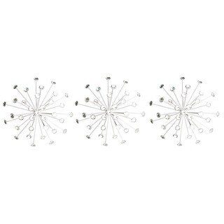 PREMIUS 3 Piece Metal and Jeweled Burst Set Wall Decor, Silver, 10 ...