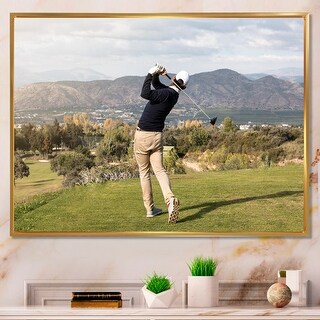 Designart "Golf Swing Harmony II" Golf Framed Canvas Wall Art - Bed ...