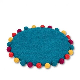 Pompom Edged On Turquoise Trivet Trivet - Bed Bath & Beyond - 41538369