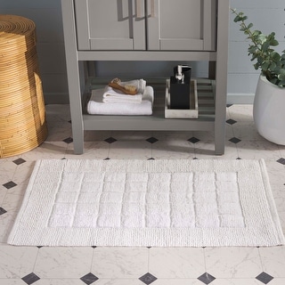 SAFAVIEH Home Bennett Boarder Grid White 32"L x 20"W Bathmat - Bed Bath ...