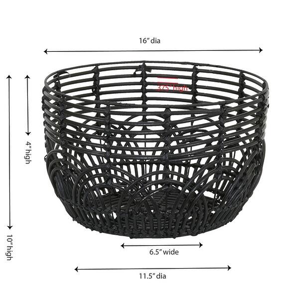 Household Essentials Round Resin Basket with Decorative Scallop Frame ...