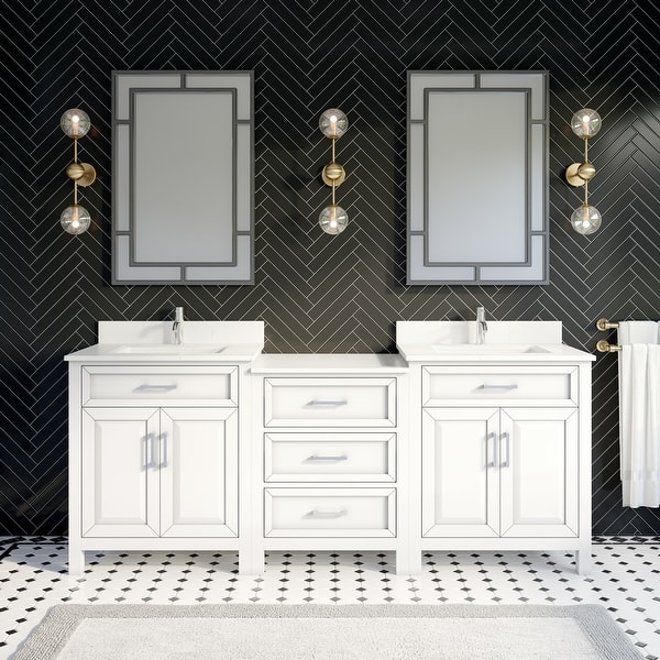 Thomas 84-inch Double Bathroom Vanity with with Power Bar and Drawer ...