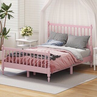 Stylish Pink Platform Bed Frame, Full - Bed Bath & Beyond - 40136072