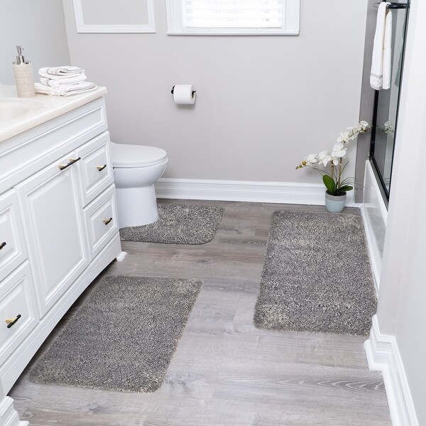 Solid Gray Bathroom Rugs Sets Shower Rugs with Toilet Rugs U Shaped Non Slip Bath Mats Machine Washable Bath Mat Bed Bath Beyond 38295919