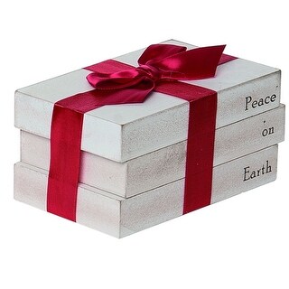 6" Book Stack Peace on Earth Rustic Christmas Tabletop Decoration - Bed ...