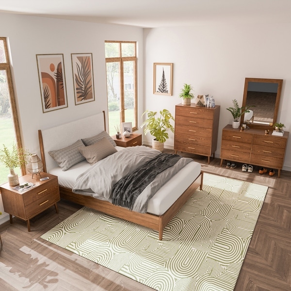 Furniture of America Beau Midcentury 6 Piece Walnut Queen Bedroom Set On Sale Bed Bath Beyond 40832345