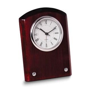 Curata Berlin High Gloss Mahogany Finish Wood Desk Alarm Quartz Clock ...