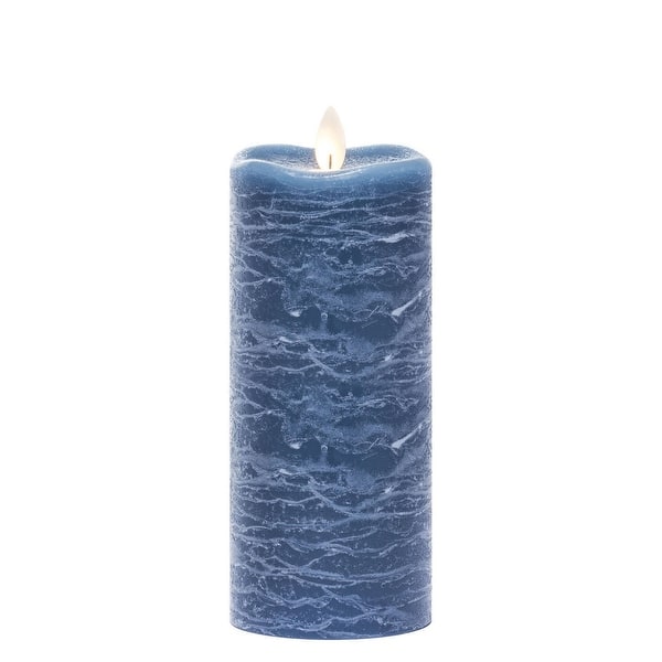7" Blue Frosted Rustic LED Pillar Candle - 3"L x 3"W x 7"H - Bed Bath ...