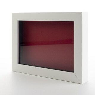 White 14x22 Wood Shadow Box with Red Acid-Free Backing - With 11/16 ...