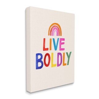 Stupell Live Boldly Phrase Rainbow Block Letters Canvas Wall Art - Bed ...