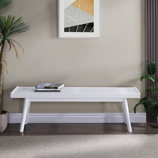 White Solid Wood Slatted Bench - Bed Bath & Beyond - 40403949