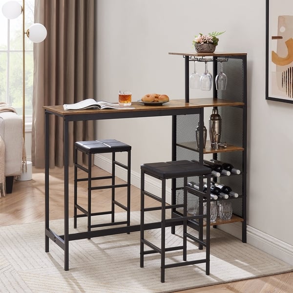 pub table with wine rack
