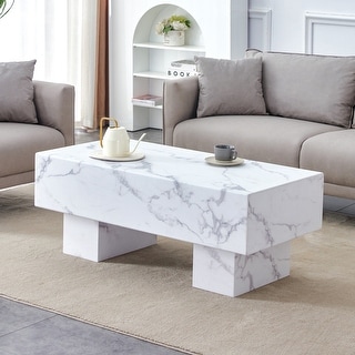 Modern Simple White Marble Texture Coffee Table with White Marble ...