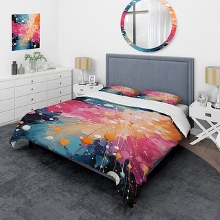 Designart "Pink and blue Neon Pop art III" Pop Art Bedding Cover Set ...