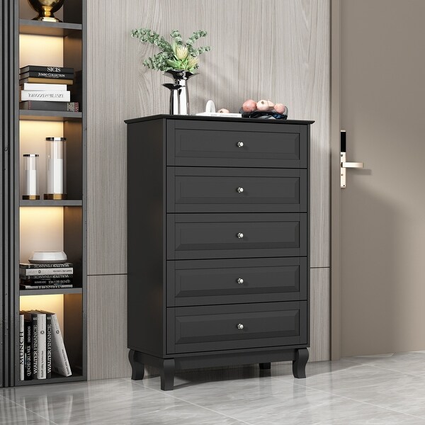 Modern Dresser Storage Chest with 5 Drawers Console Table BlACK WHITE On Sale Bed Bath Beyond 36805881