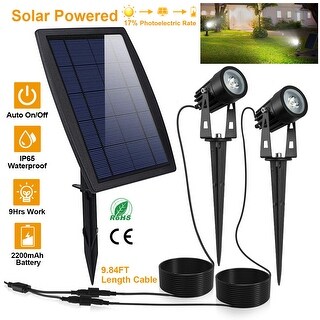 Twin Solar Spotlight Outdoor Light Sensor Lamps Wall Lawn Garden ...