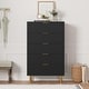 5-Drawer Modern Black Dresser, Gold Handle, Large Wood Double Chest, Storage Organizer for ...