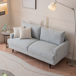 64" Fabric Upholstered LoveseatSofa 2-Seater Couch with Metal Legs and ...